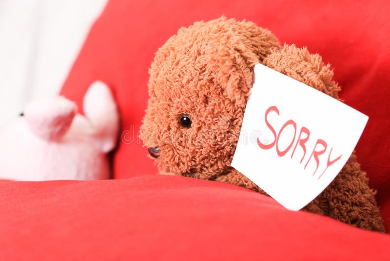 Boy with Sorry sign stock photo. Image of regret, message - 42029102