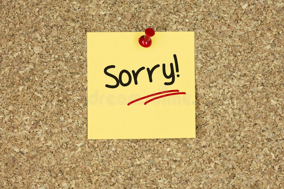 Sorry on Yellow Sticky Note Stock Image - Image of border, forgive ...