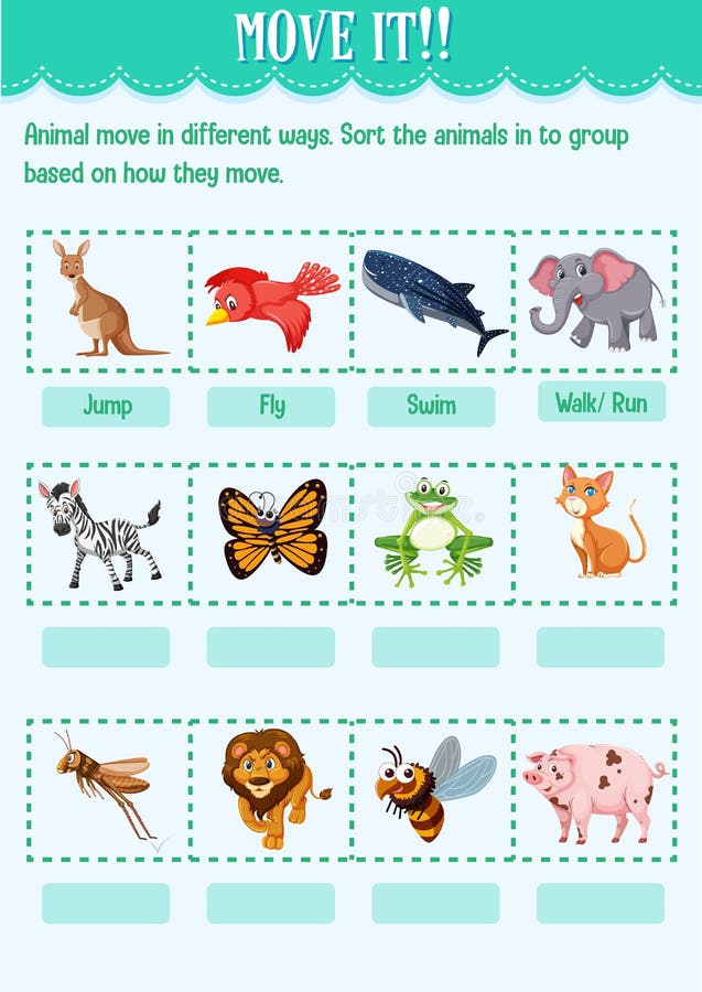 Sort the Animal into the Group Based on How they Move Worksheet for ...