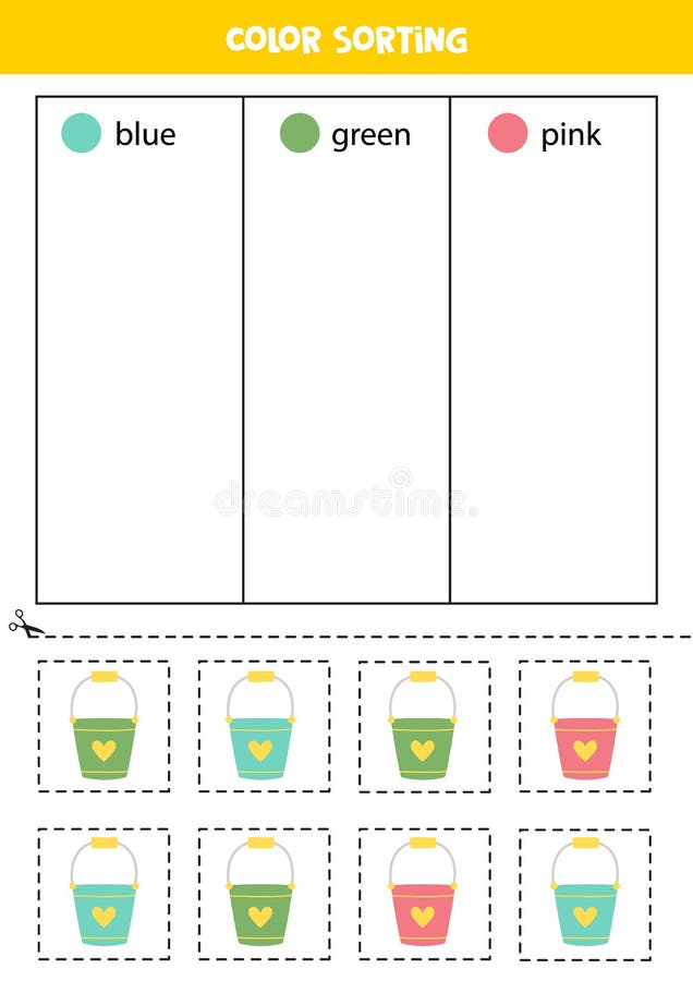 Sort Buckets by Colors. Learning Colors for Children. Stock Vector ...