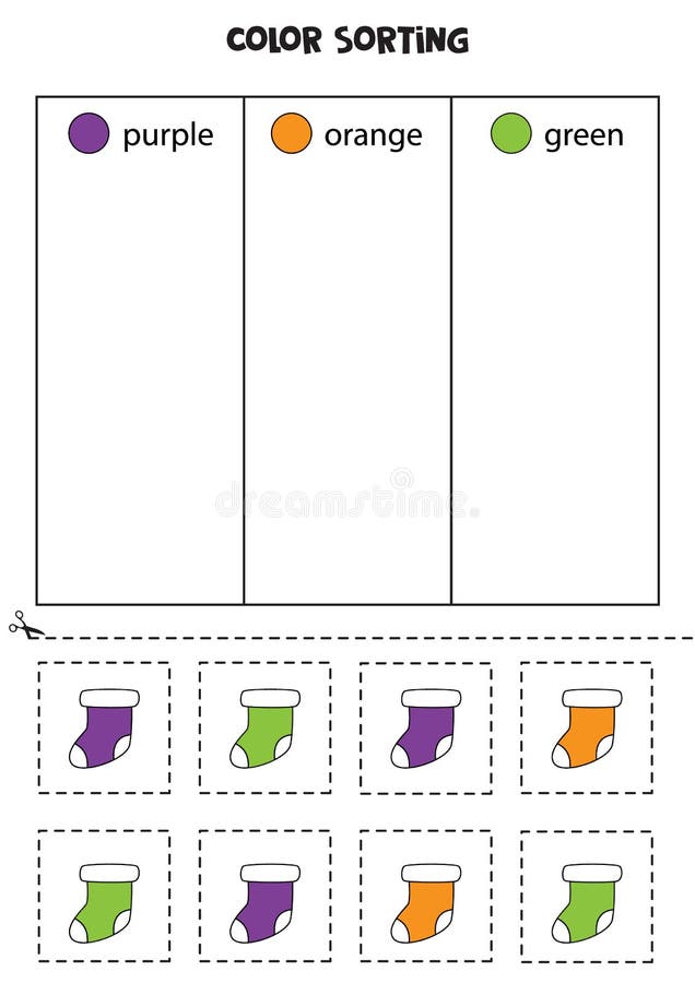 Sort Christmas Socks by Colors. Learning Colors for Children. Stock ...