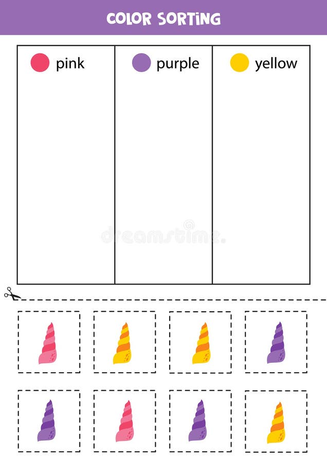 Sort Cute Seashells by Colors. Learning Colors for Children Stock Image ...