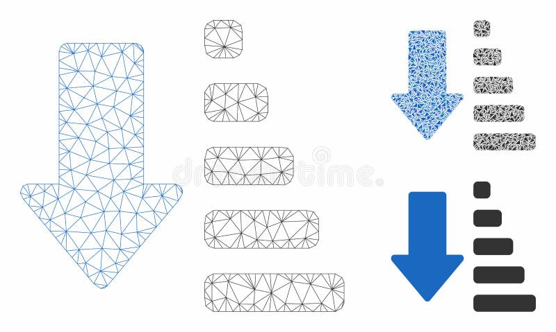 Sort Down Vector Mesh 2D Model and Triangle Mosaic Icon Stock Vector ...