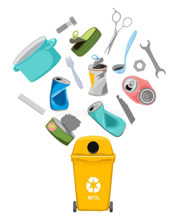 Metal Garbage Can stock illustration. Illustration of cartoon - 41986277