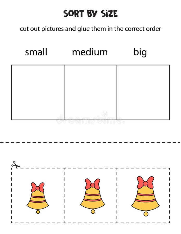 Sort Pictures by Size. Educational Worksheet for Kids. Stock Vector ...
