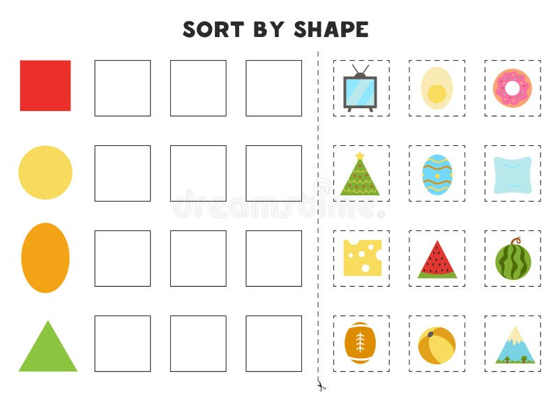 Sort by Shape. Educational Game for Learning Basic Shapes. Stock Vector ...