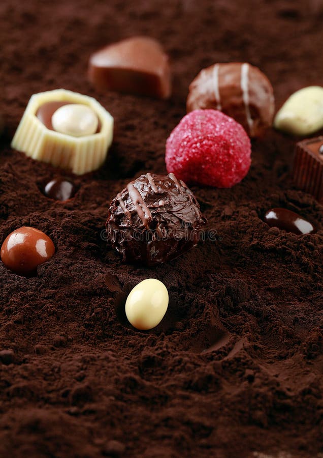 Sorte De Chocolat Sur Le Cacao Image stock - Image du dessert, fraise ...