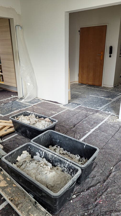 Sorted Construction Garbage on a Protected Floor in the Middle of the ...