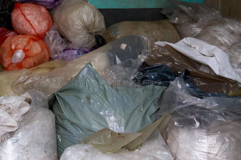 Sorted Plastic and Polyethylene for Recycling. Factory Garbage ...