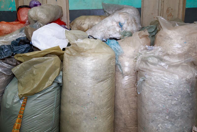 Sorted Plastic and Polyethylene for Recycling. Factory Garbage ...