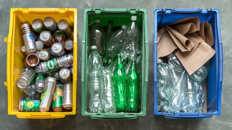 Sorted Recyclable Materials in Bins.AI Generated Image Stock Image ...