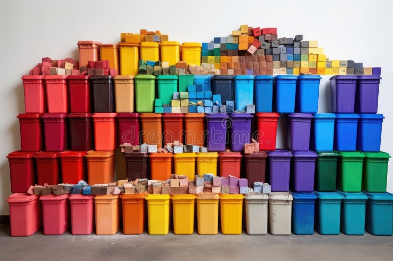 Sorted Recyclables in Color-coded Bins Stock Illustration ...