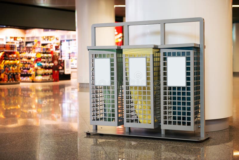 Sorting Bins for Waste Recycling in Shopping Mall Stock Photo - Image ...