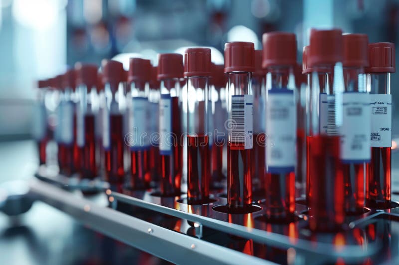 Sorting of Blood Tubes in a Rack in the Analysis Laboratory. Stock ...