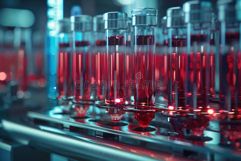 Sorting of Blood Tubes in a Rack in the Analysis Laboratory. Medical ...