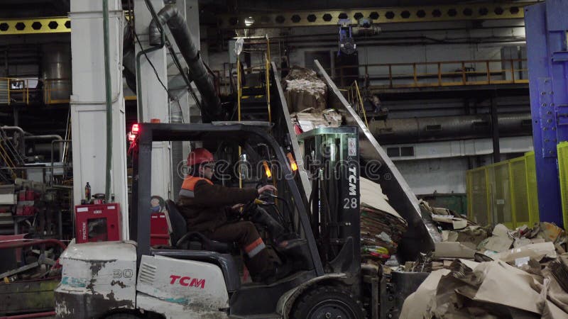 Sorting of Cardboard for Further Processing. Recycling Plant Stock ...