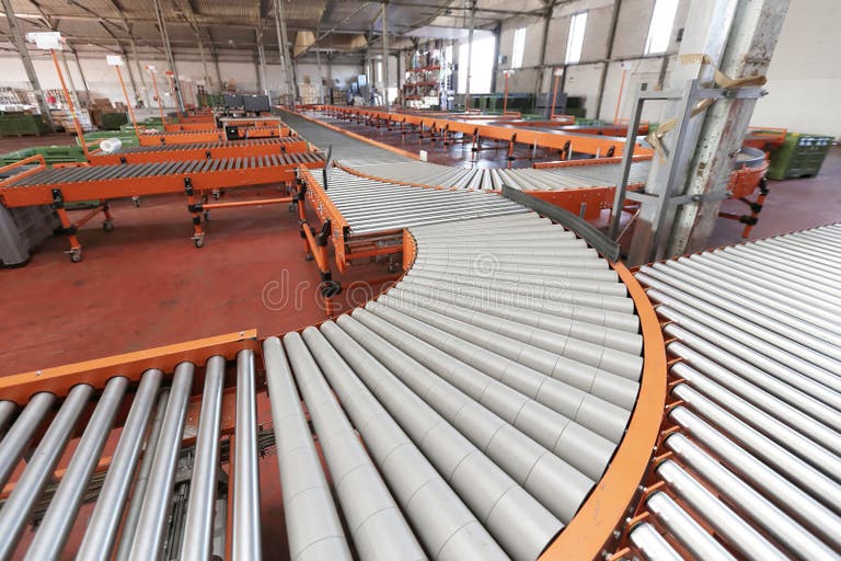 Sorting Conveyor Rollers stock image. Image of warehouse - 292523877