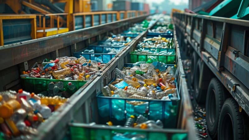 Process of Recycling Plastic Waste at a Facility during Daylight with ...