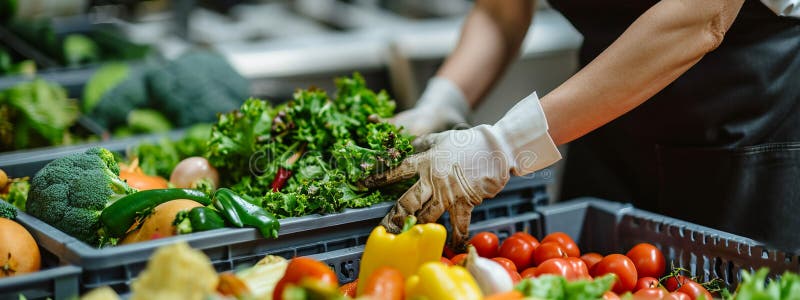 Sorting Food Waste into Compost. Selective Focus Stock Illustration ...