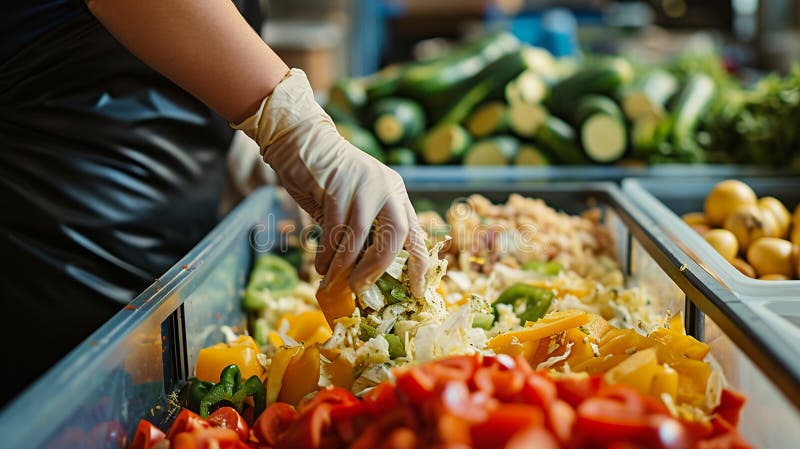 Sorting Food Waste into Compost. Selective Focus Stock Illustration ...