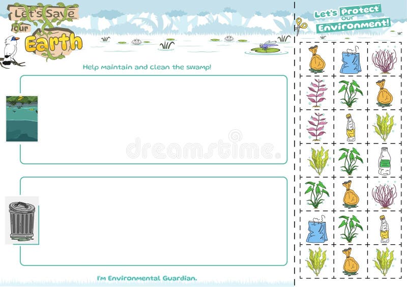 Sorting Game Clean it Up Environment with Swamp Theme Stock Vector ...