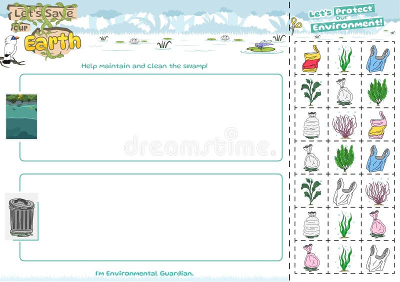 Sorting Game Clean it Up Environment with Swamp Theme Stock Vector ...