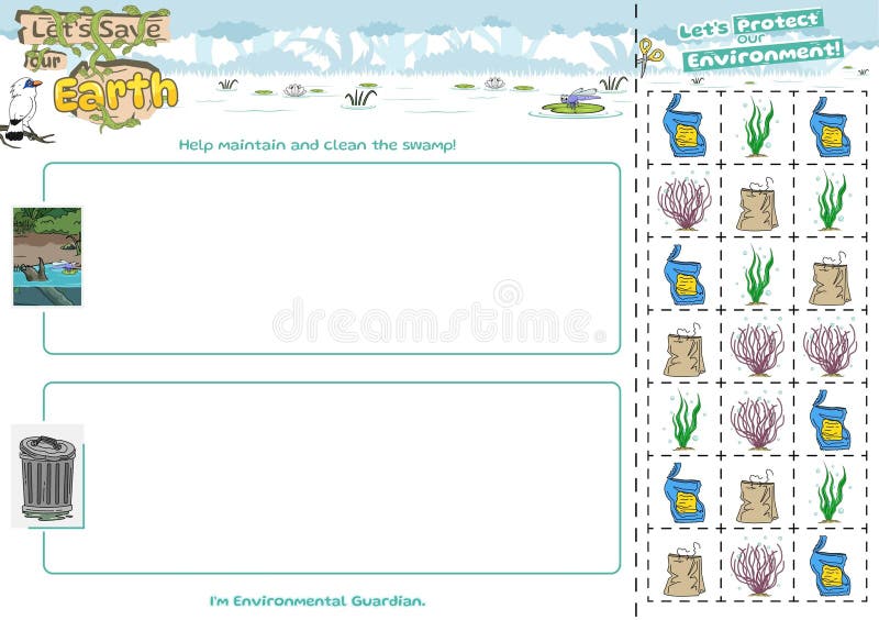 Sorting Game Clean it Up Environment with Swamp Theme Stock Vector ...
