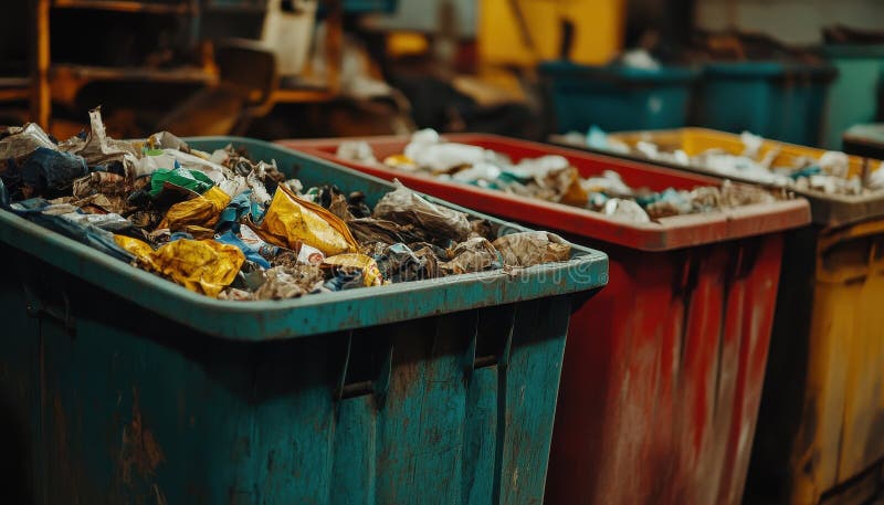 Sorting Garbage Bins at a Waste Management Facility during Daylight ...