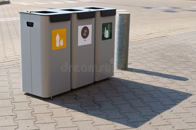 Sorting Garbage into Different Containers. Stock Image - Image of ...