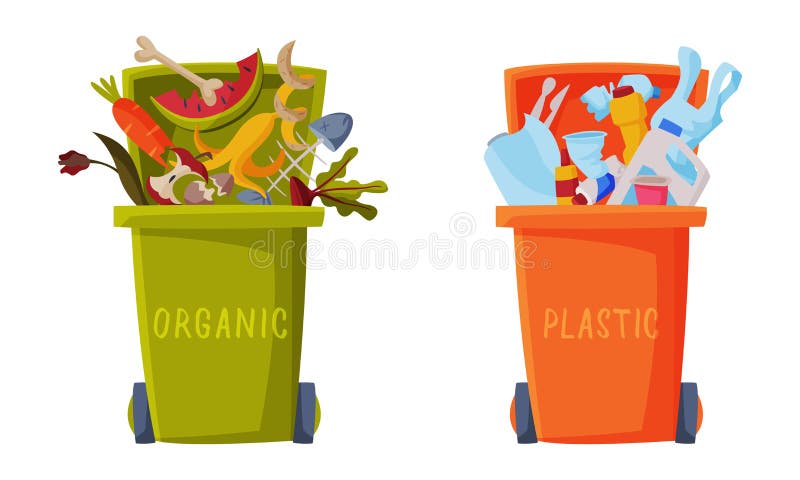 Sorting Garbage with Dustbin Full of Recycle Trash Vector Set Stock ... Sorting Garbage with Dustbin Full of Recycle Trash Vector Set Stock ...
