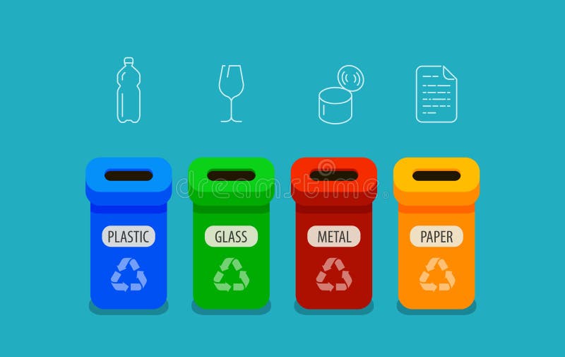 Sorting Garbage Infographic. Recycling Bins Vector Illustration Stock ...