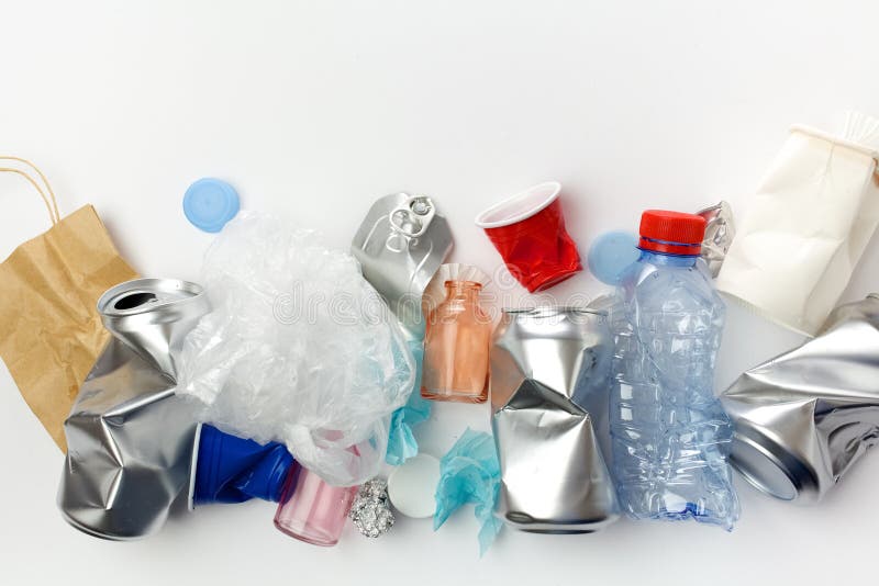 Sorting of Garbage Types. Waste Management Concept. Top View Stock ... Sorting of Garbage Types. Waste Management Concept. Top View Stock ...