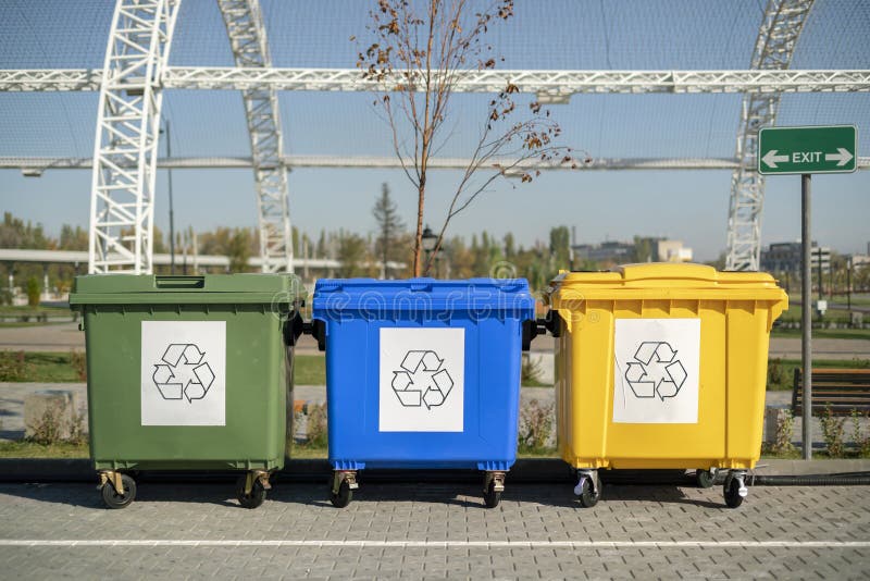 Sorting the Garbage Waste, the Three Color Trash Urns in the City ...