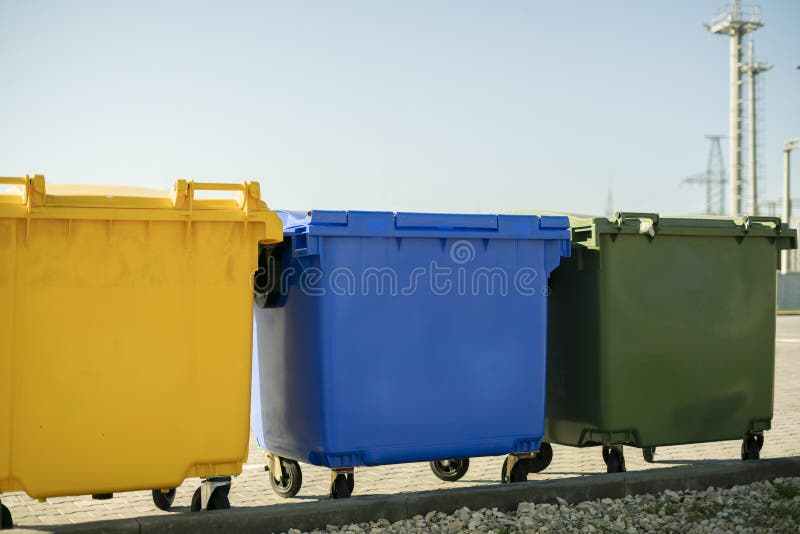 Sorting the Garbage Waste, the Three Color Trash Urns in the City ...