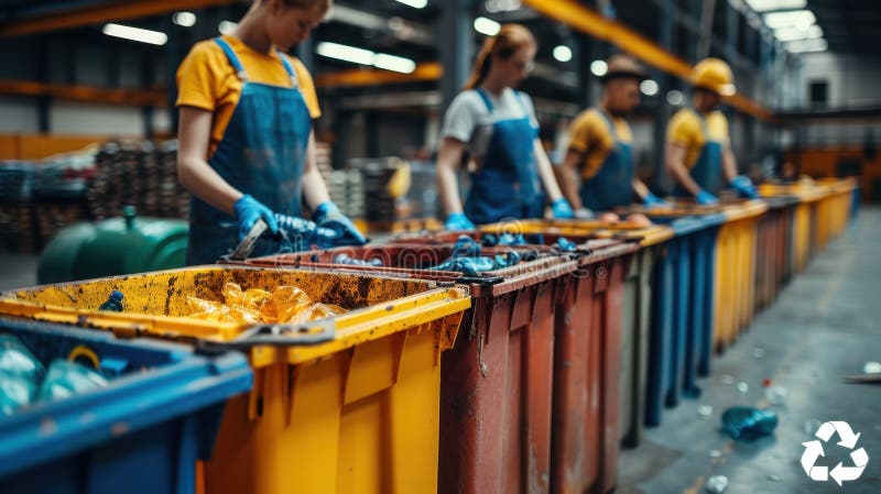 Sorting Garbage by Workers at a Recycling Plant Stock Image - Image of ...