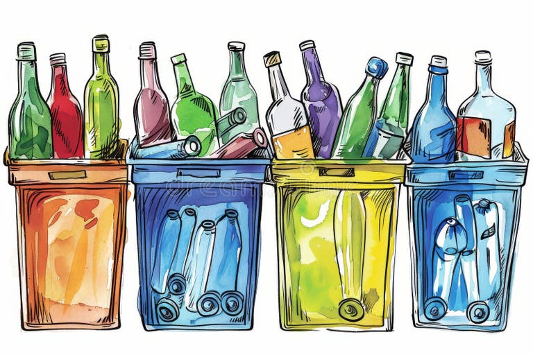 Glass Recycling Process stock illustration. Illustration of reduce ...