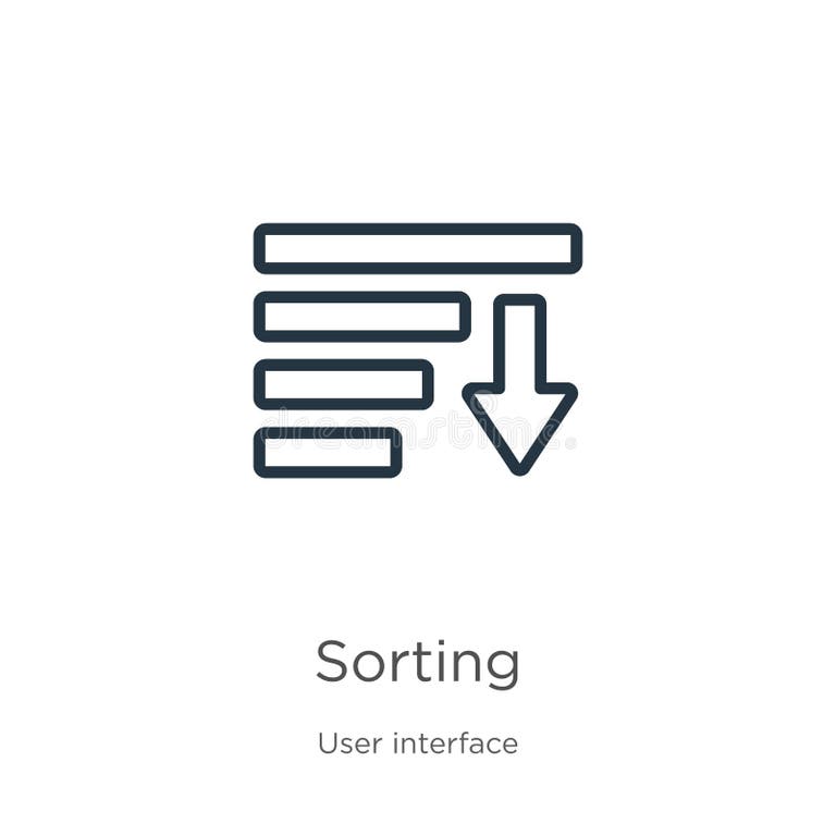 Sorting Icon. Thin Linear Sorting Outline Icon Isolated on White ...