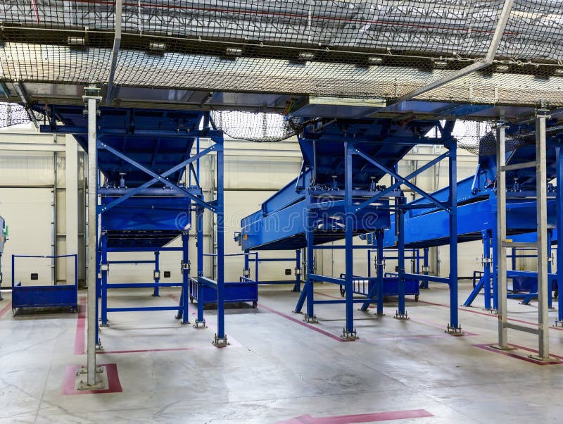 Sorting Line in Large Warehouse Stock Photo - Image of lifting ...