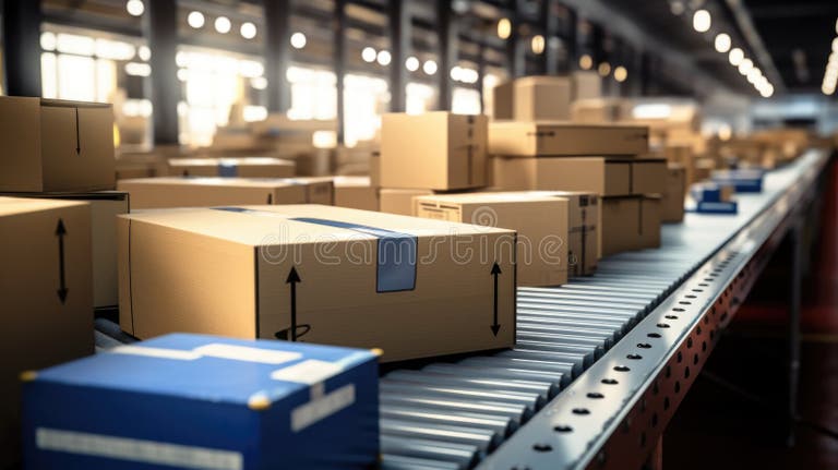 Sorting Packages, Streamlining Distribution with Automation Stock Image ...