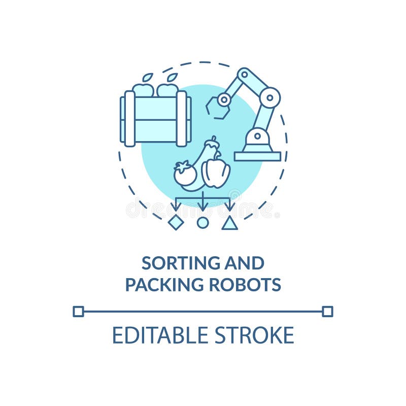 Sorting and Packing Robots Turquoise Concept Icon Stock Vector ...