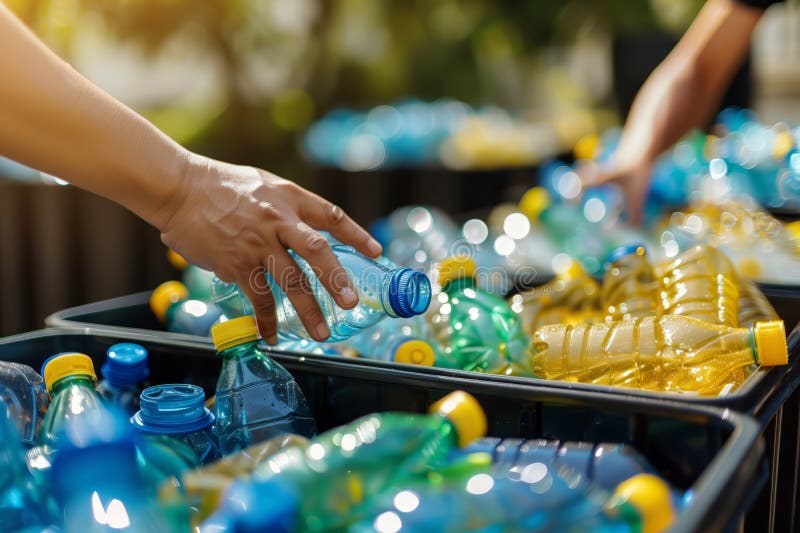 Sorting Plastic Bottles on Sunny Day Stock Photo - Image of plastic ...