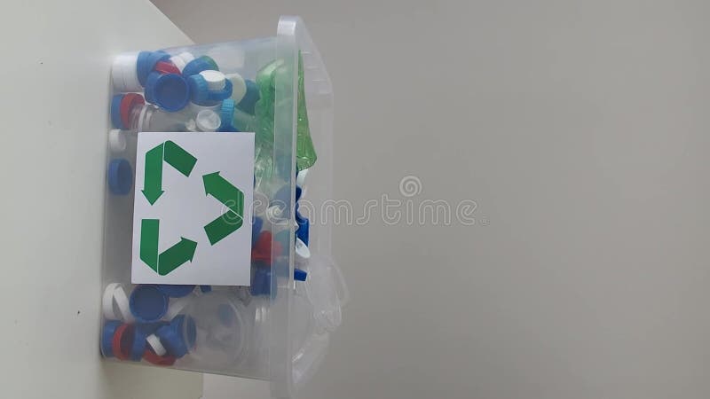 Man Sorting Plastic Drink Bottle Caps and Lids Recyclable Materials for ...