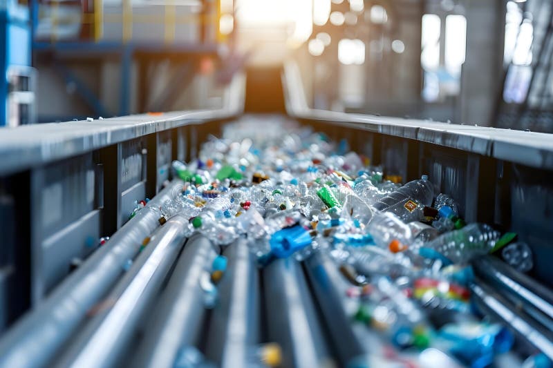 Sorting Plastic and Paper Waste on a Conveyor Assembly Line for ...