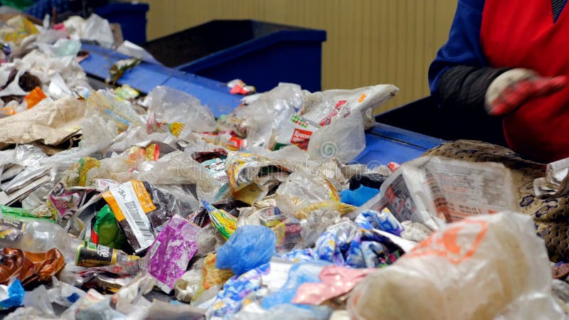 Sorting Process at a Recycling Plant, Close Up. Stock Video - Video of ...