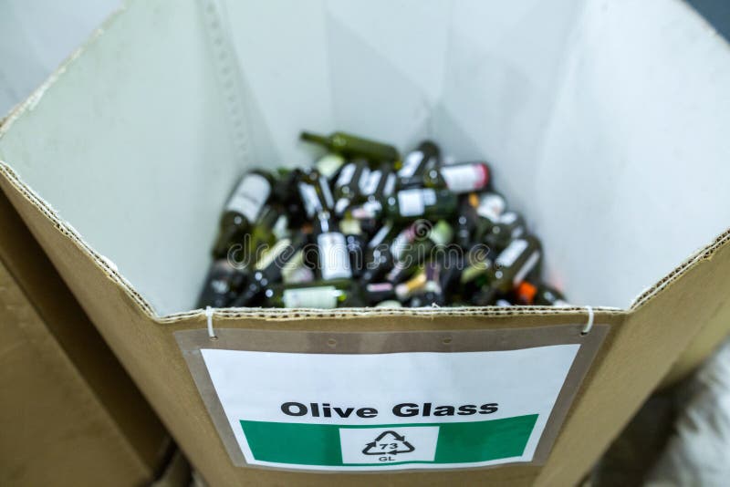 Sorting Recyclables. the Sorted Olive Glass Bottles, is Placed in a ...