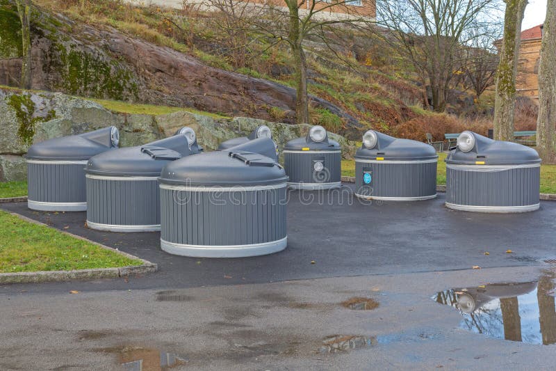 Sorting Recycling Bins Sweden Stock Photo - Image of vastra, town ...