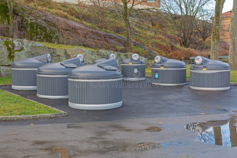 Sorting Recycling Bins Sweden Stock Photo - Image of vastra, town ...