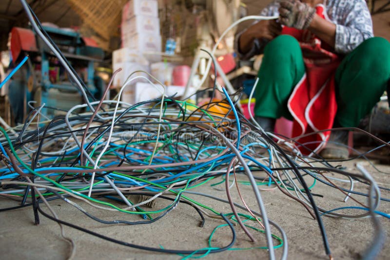 Sorting for recycling stock image. Image of broken, junk - 141729559