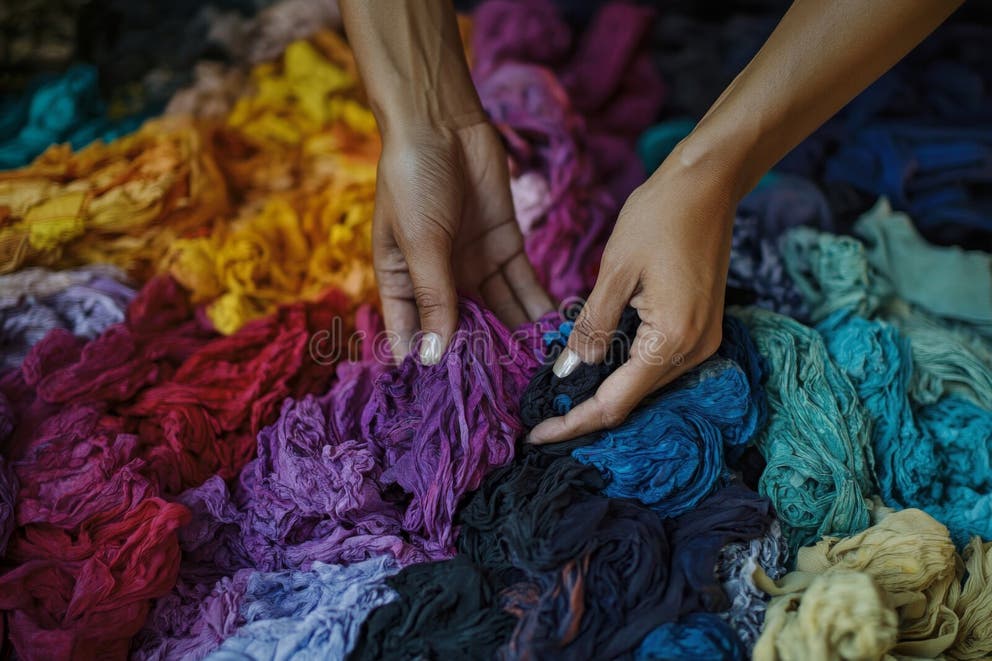 Sorting Textile Waste by Hand Stock Illustration - Illustration of ...