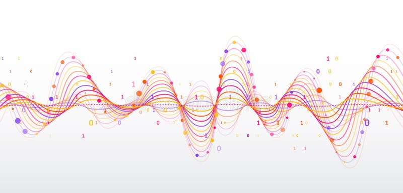 Abstract Data Flow Background With Binary Code Dynamic Waves Technology Concept Stock Vector